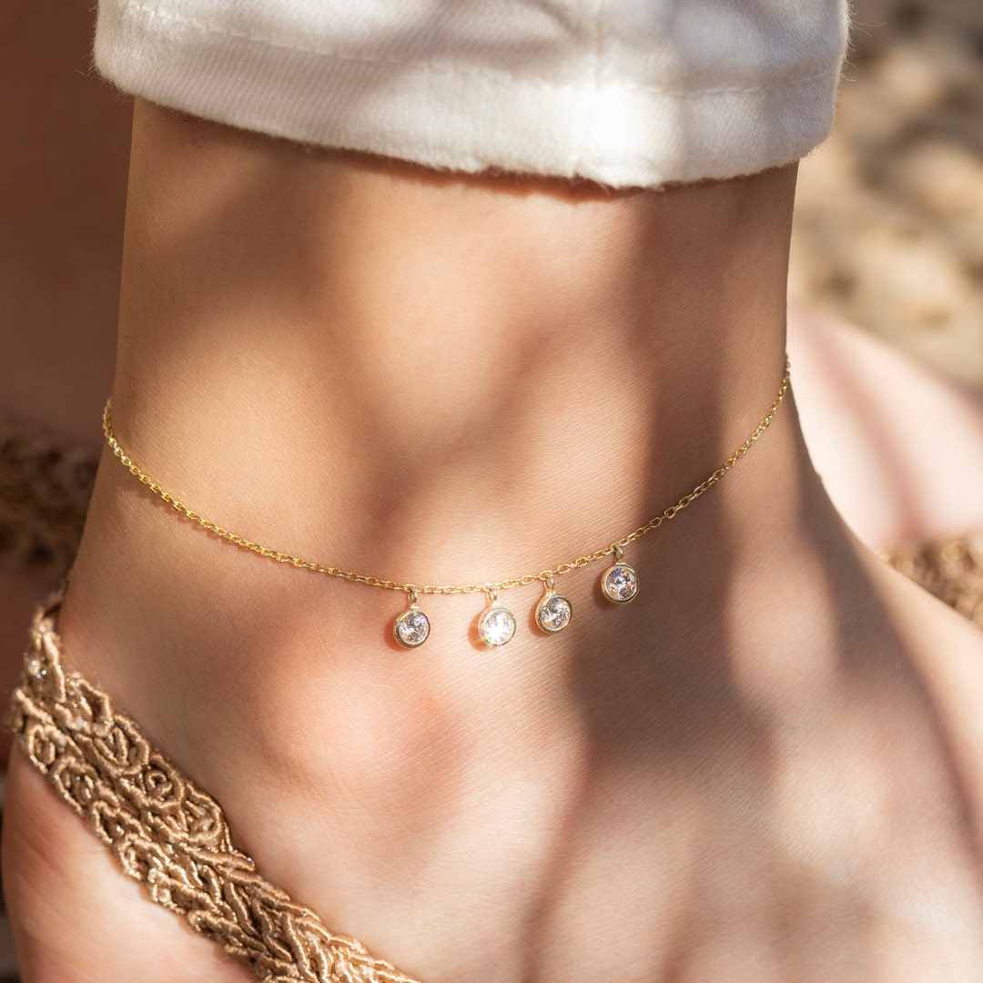 Personalized Birthstone Anklet, Birthstone Anklet Bracelet ...