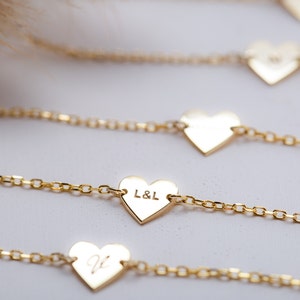 Engraved Heart Bracelet, Custom Date Jewelry, Handmade Initial Charm ...