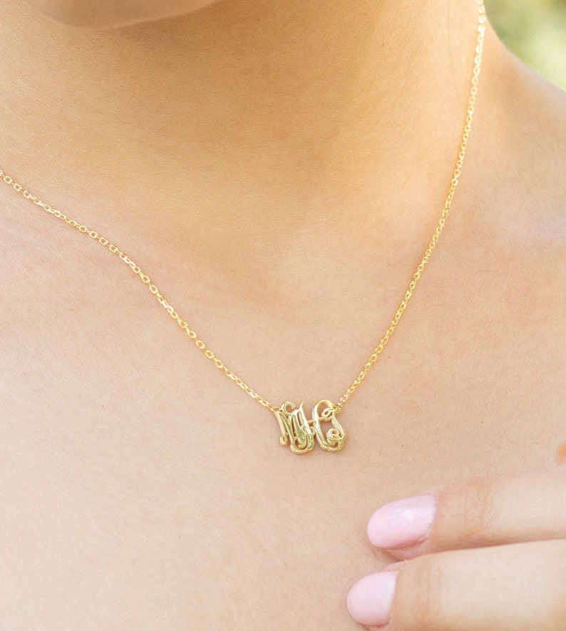 Monogram Necklace Custom Monogram Necklace Christmas Gift - Etsy