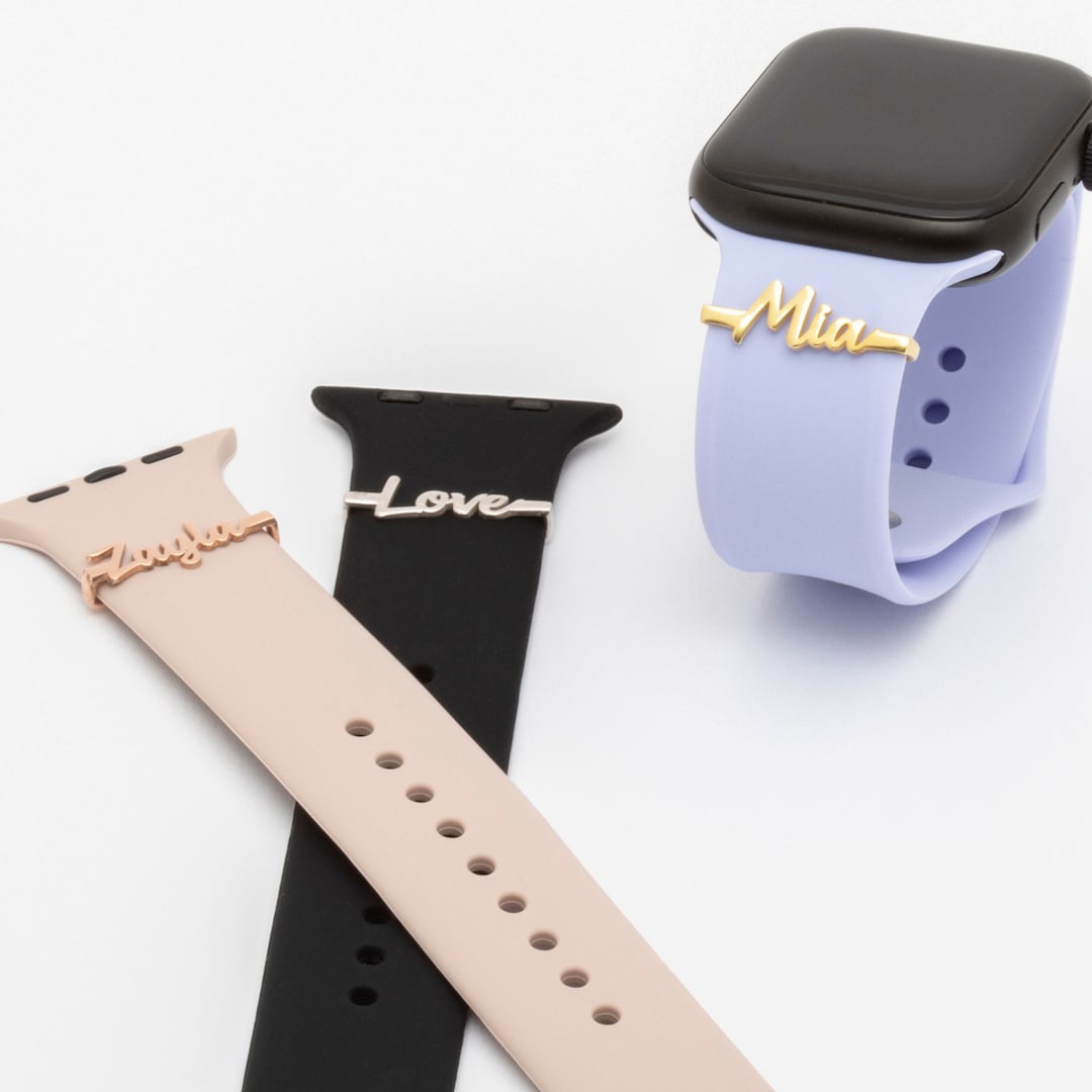 Apple Watch Personalized Name Band , Trendy Watch Charms , Rose Gold ...