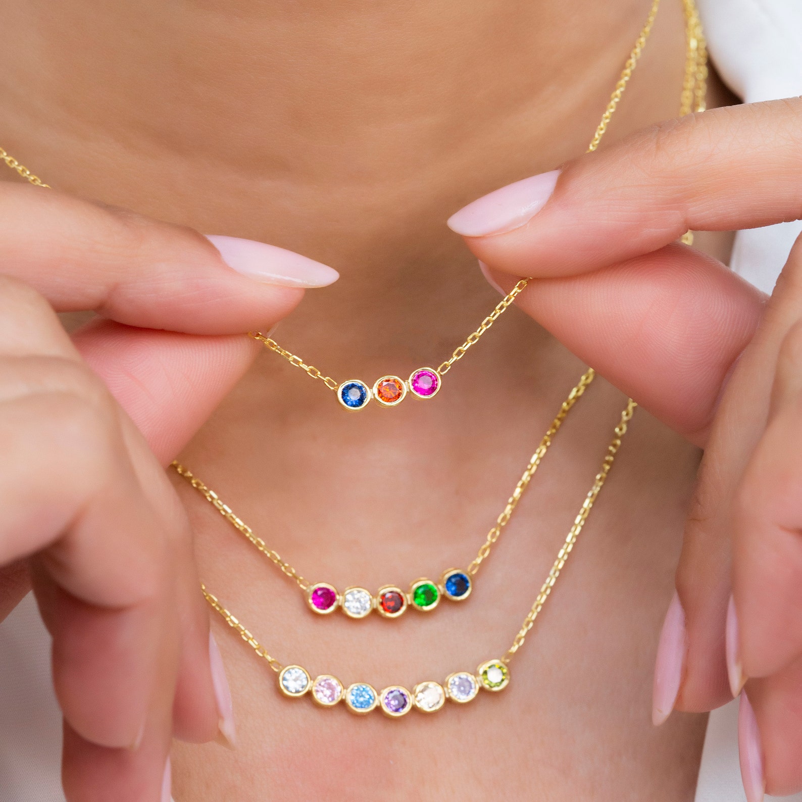 Birthstone Necklace for Mom Family Birthstones Necklace - Etsy