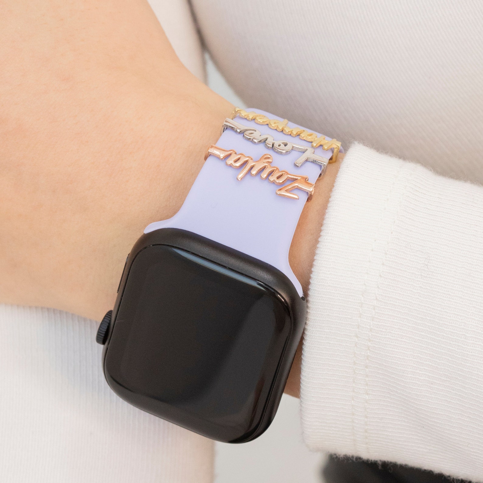 Personalized Apple Watch Name Charms, Trendy Watch Accessories, Rose ...