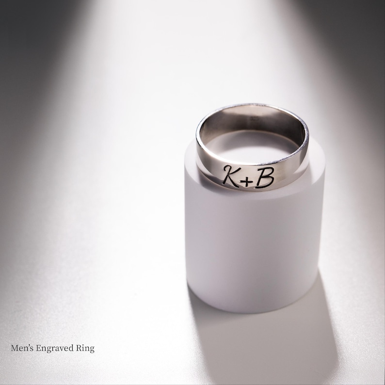 Custom Engraved Sterling Silver Ring, Personalized Band, Minimalist ...