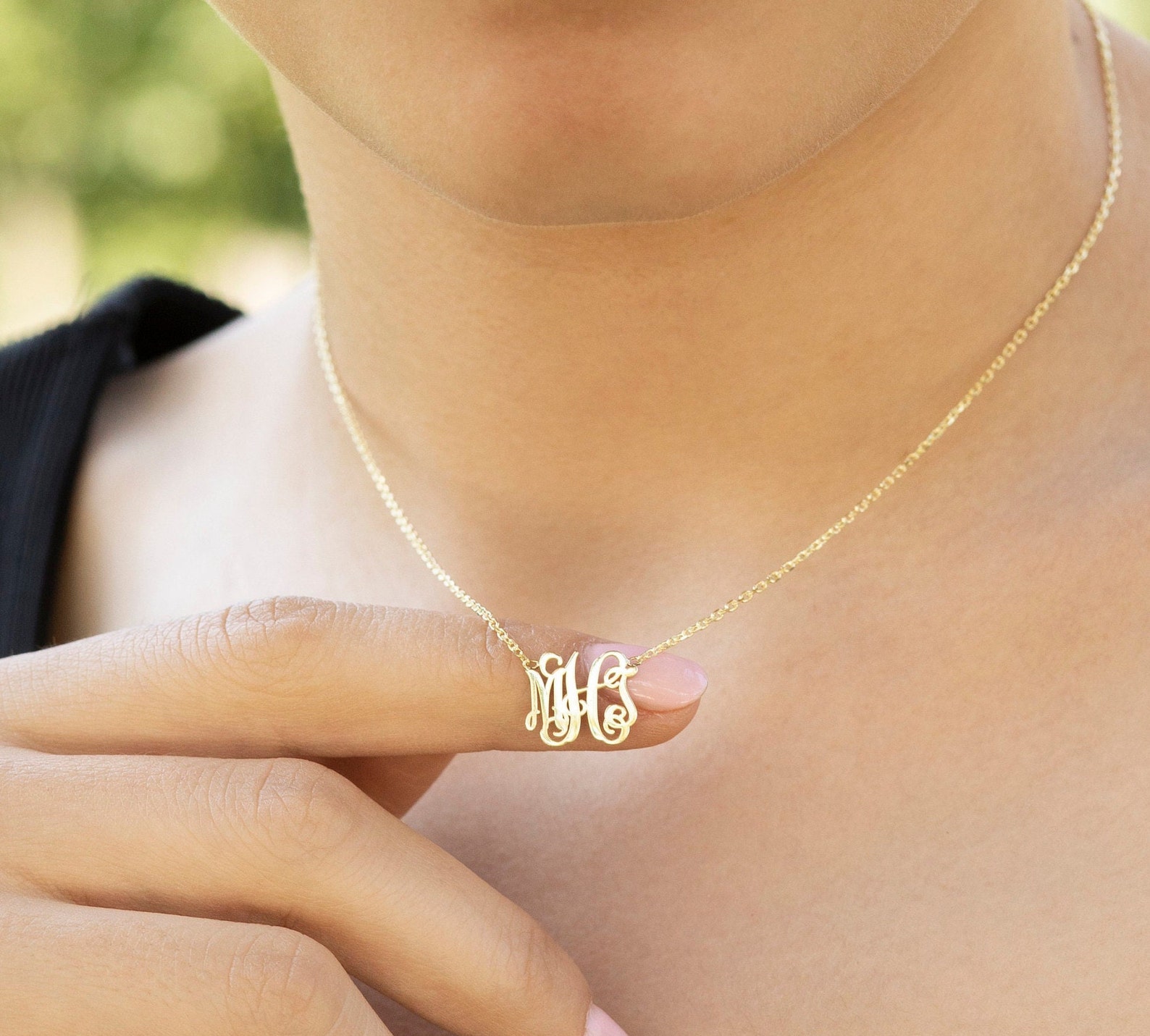 Monogram Necklace Custom Monogram Necklace Christmas Gift - Etsy