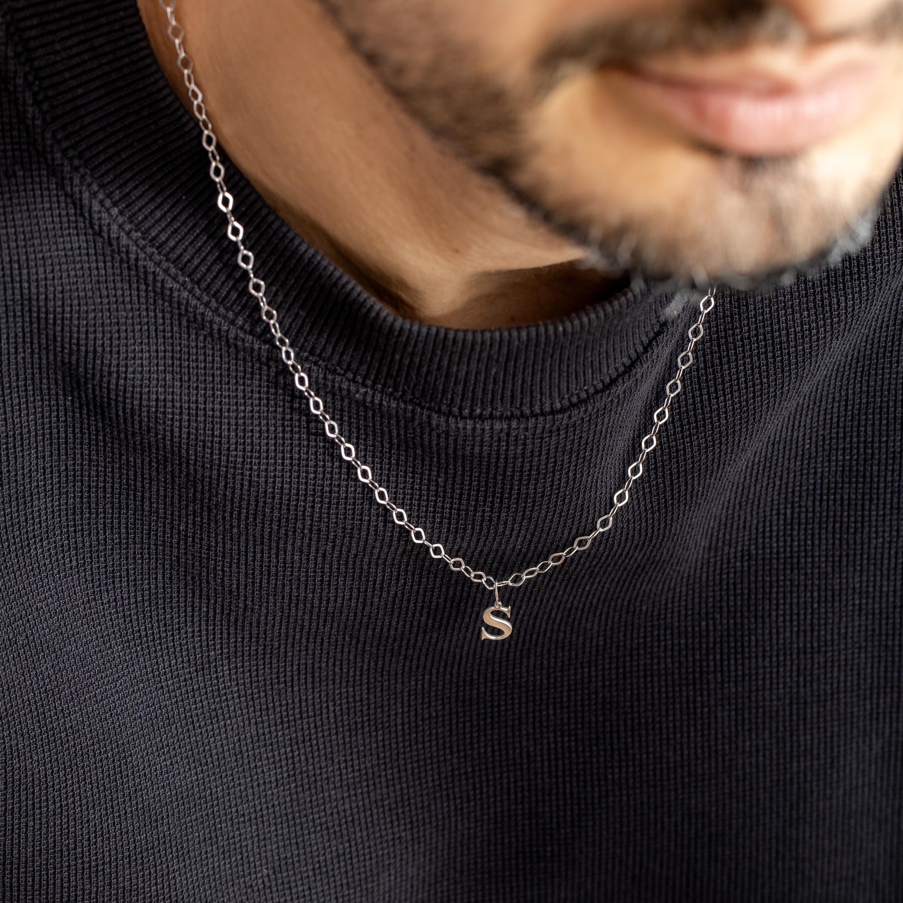 Custom Initial Necklace for Men, Single Letter Charm, Christmas Gift ...