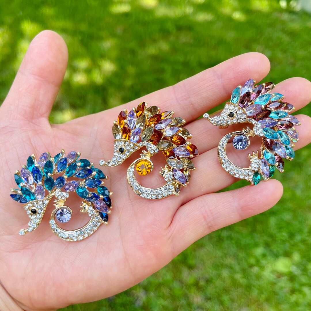 Hedgehog Brooch Hedgehog Pin Animal Brooch Rhinestone Hedgehog Pin ...