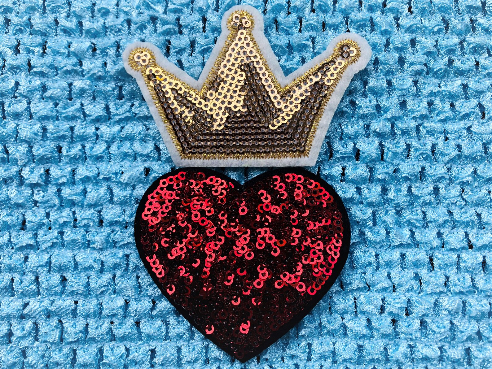 Sequin Heart Patch Sequin Crown Patch - Etsy Canada