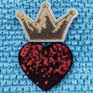 Sequin Heart Patch Sequin Crown Patch - Etsy Canada