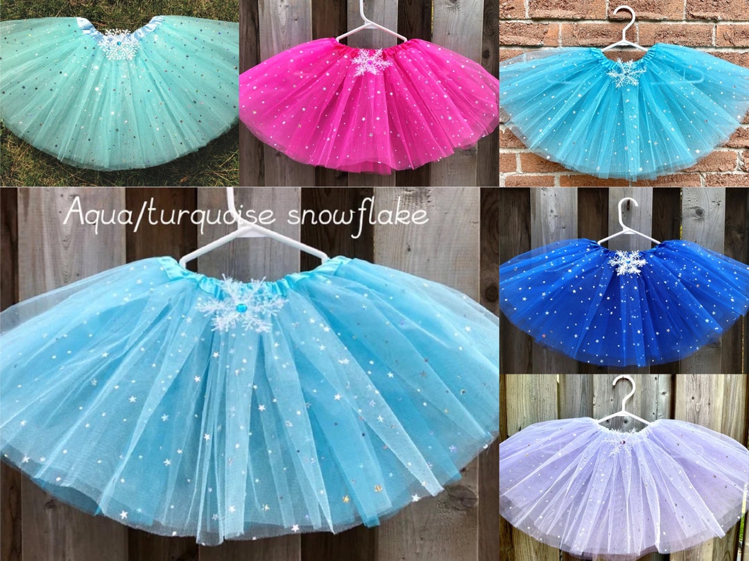 Snowflakes Tutu 4 Layer Elsa Birthday Outfit Blue Sparkle Tutu Snow ...