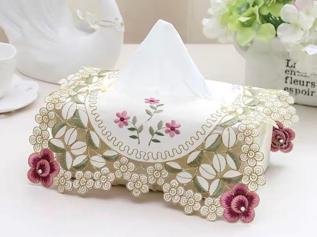 Lace Tissue Box Cover Embroidered Victorian Tissue Box Cover - Etsy