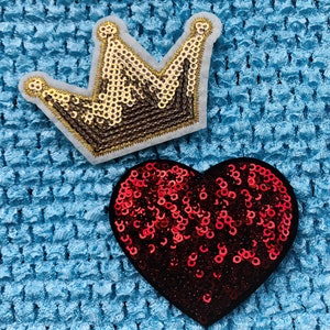 Sequin Heart Patch Sequin Crown Patch - Etsy Canada