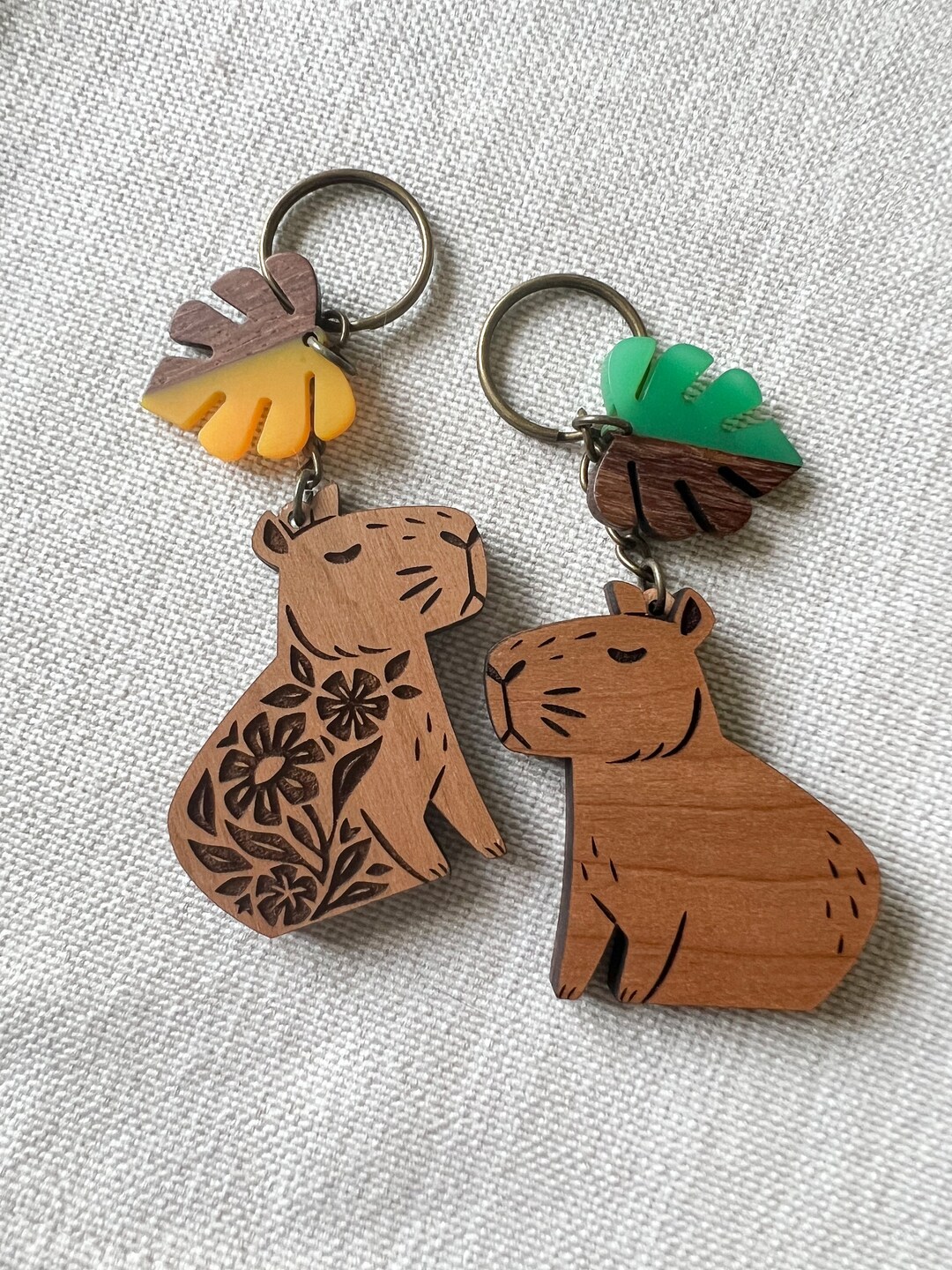 Wooden Double Sided Capybara Keychain - Etsy Australia