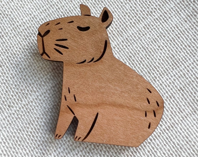 Wooden Capybara Brooch - Etsy