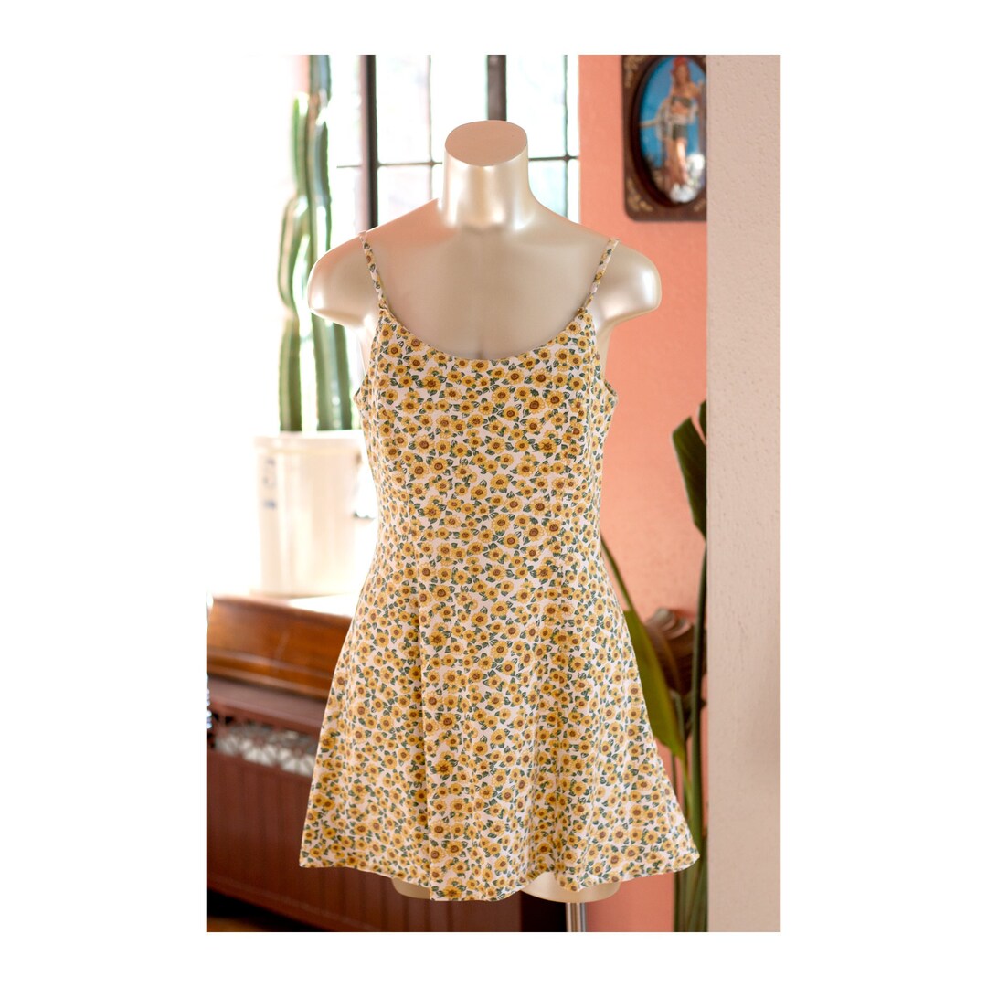 Vintage Floral Mini Dress 1990s Byer Too Sunflowers, Grunge, Tumblrcore ...
