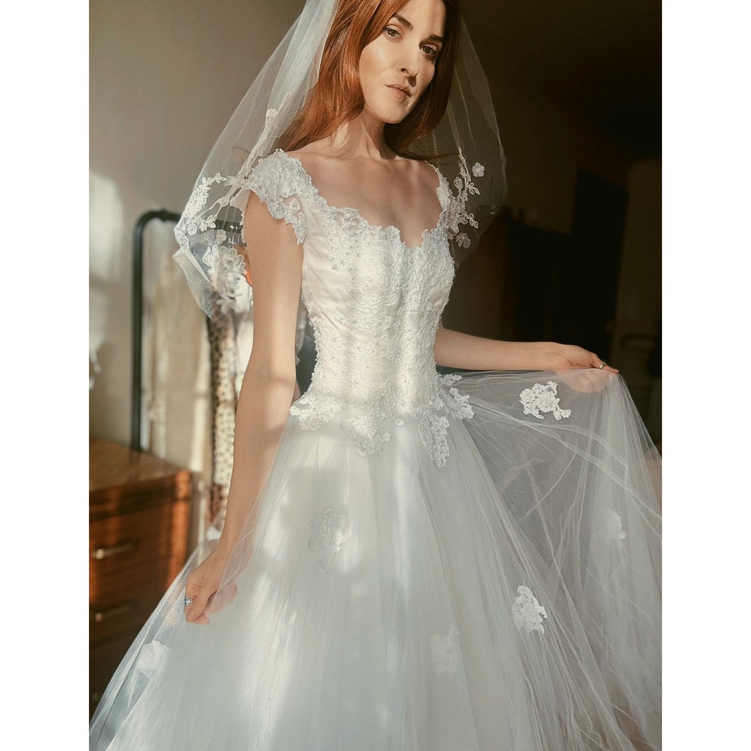 Vintage Wedding Dress 1950s Priscilla of Boston 1960s Princess Style ...