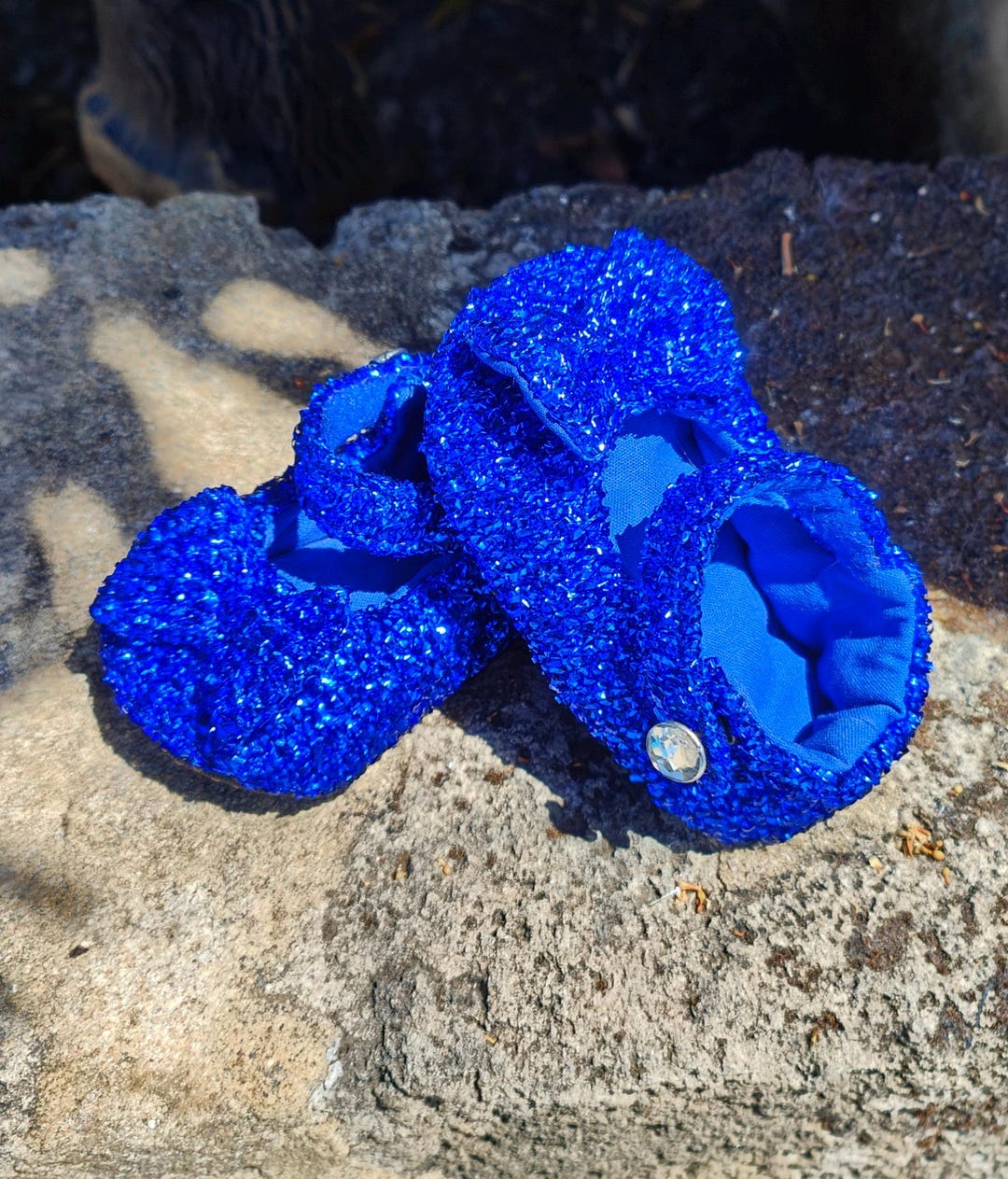 Handcrafted Royal Blue Sparkly Baby Mary Janes (3-6 Months) - Etsy