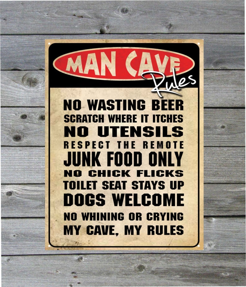 Vintage Retro Reproduction Funny Metal Tin Sign Man Cave Rules Etsy