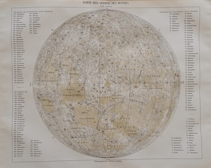Antique Astronomy Print.1904.overview Map of THE Moon.antique - Etsy