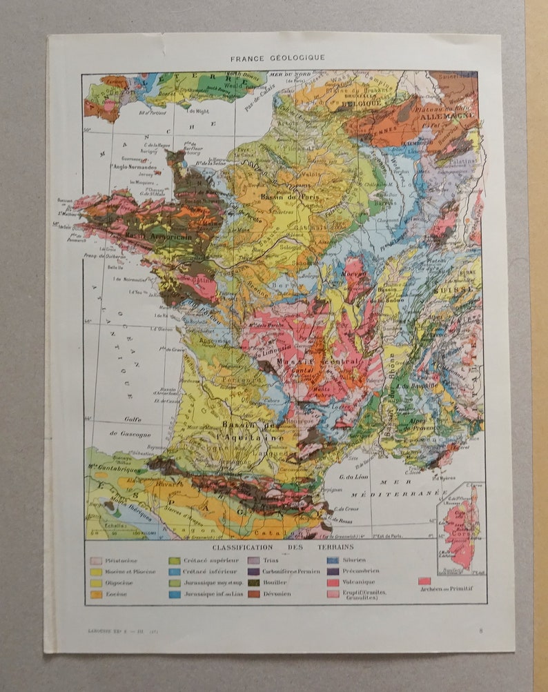 Geological Map of France.1920.antique French - Etsy