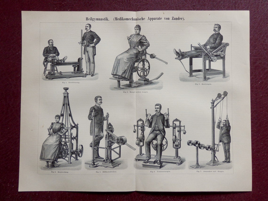Antique Print.1893 Lithograph.gymnastic Apparatus and - Etsy