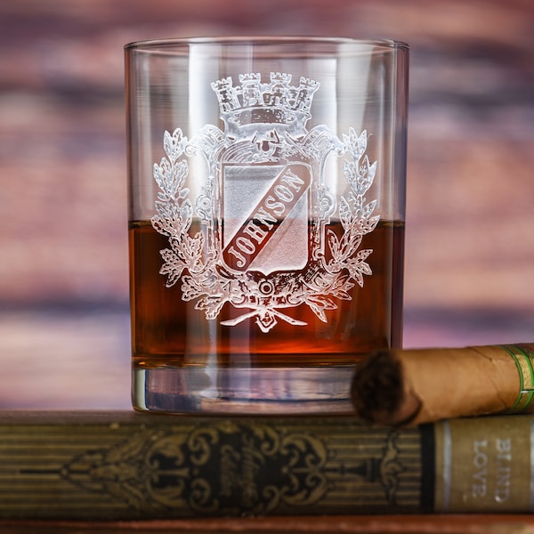 Family Crest Whiskey Glasses - Etsy