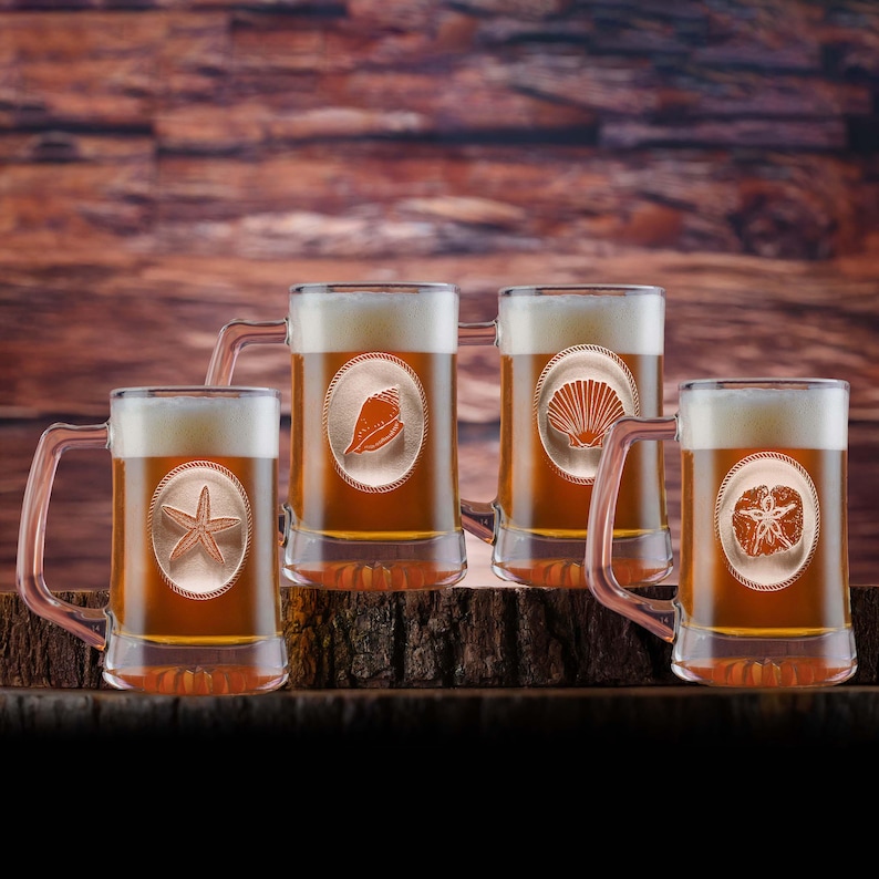 Seashell Beer Mugs, Beach House Glasses, Coastal Decor - Etsy