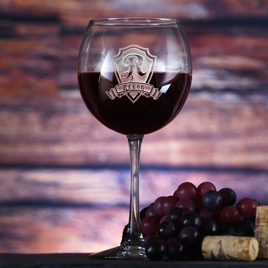 Engraved Red Wine Balloon Glass: Personalized Monogram Stemware - Etsy