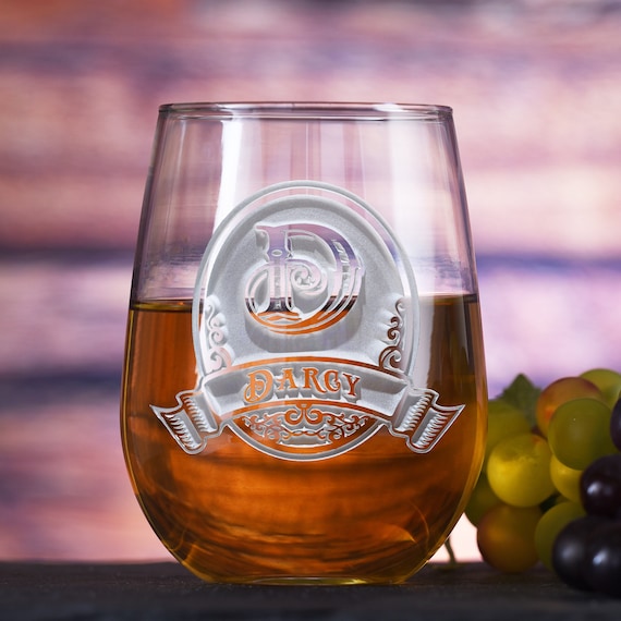 Personalized Engraved Stemless Wine Glass Set of 4 m8 Design - Etsy