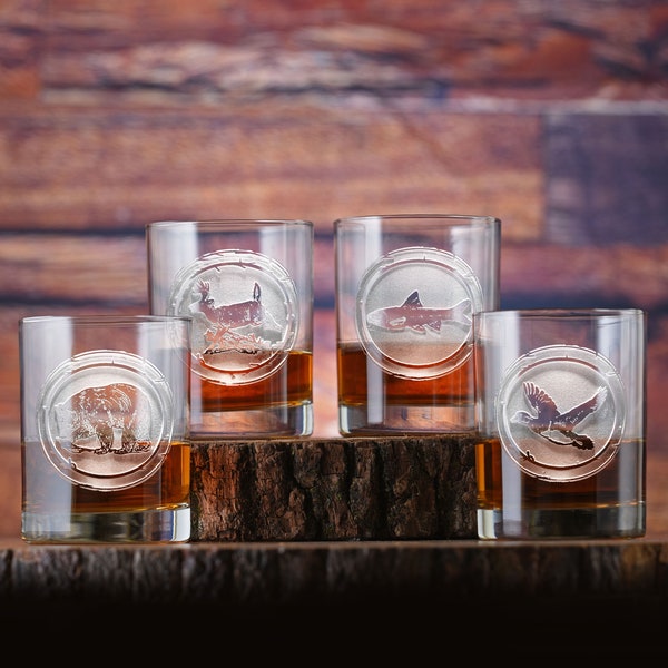 Wildlife Etched Whiskey Glasses - Etsy