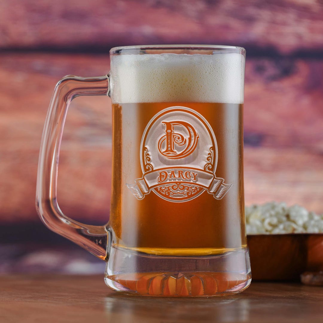 Custom Beer Mugs, Engraved Personalized Set of 4 (M8 Design) - Etsy