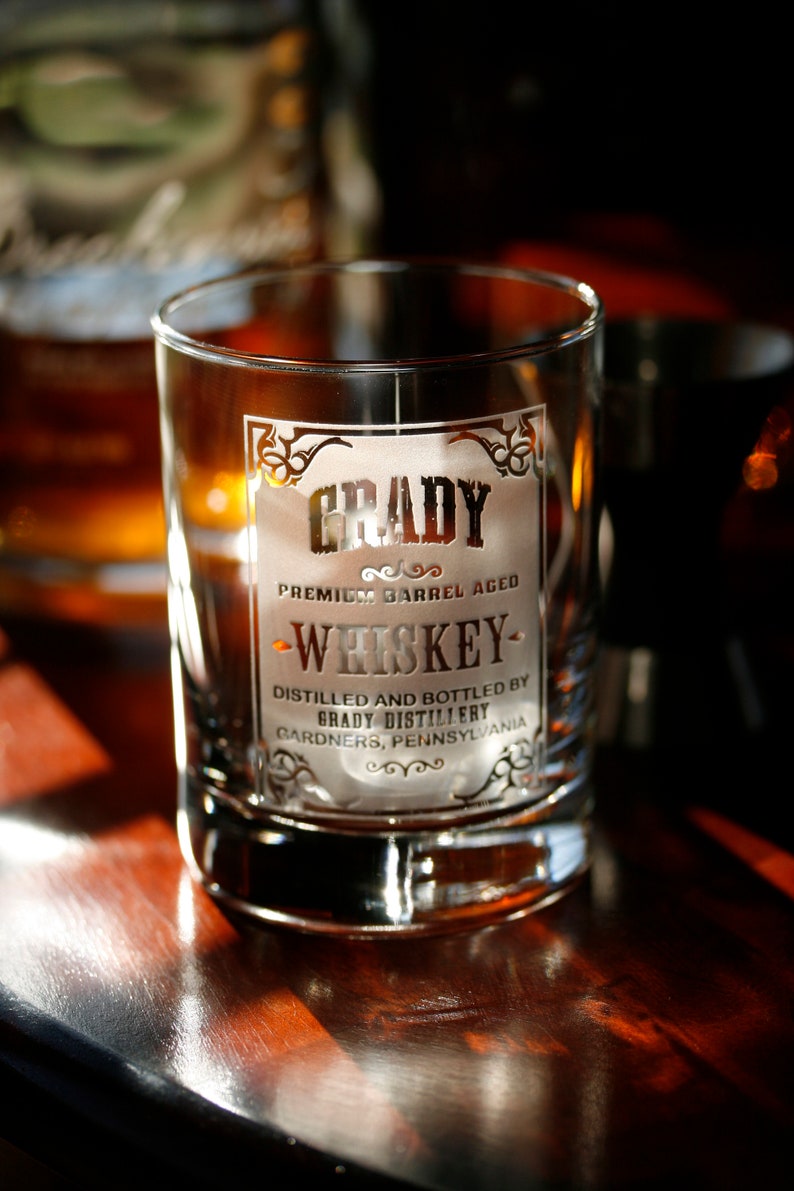 Etched Whiskey Glass Custom Whiskey Glass Gin Glass | Etsy