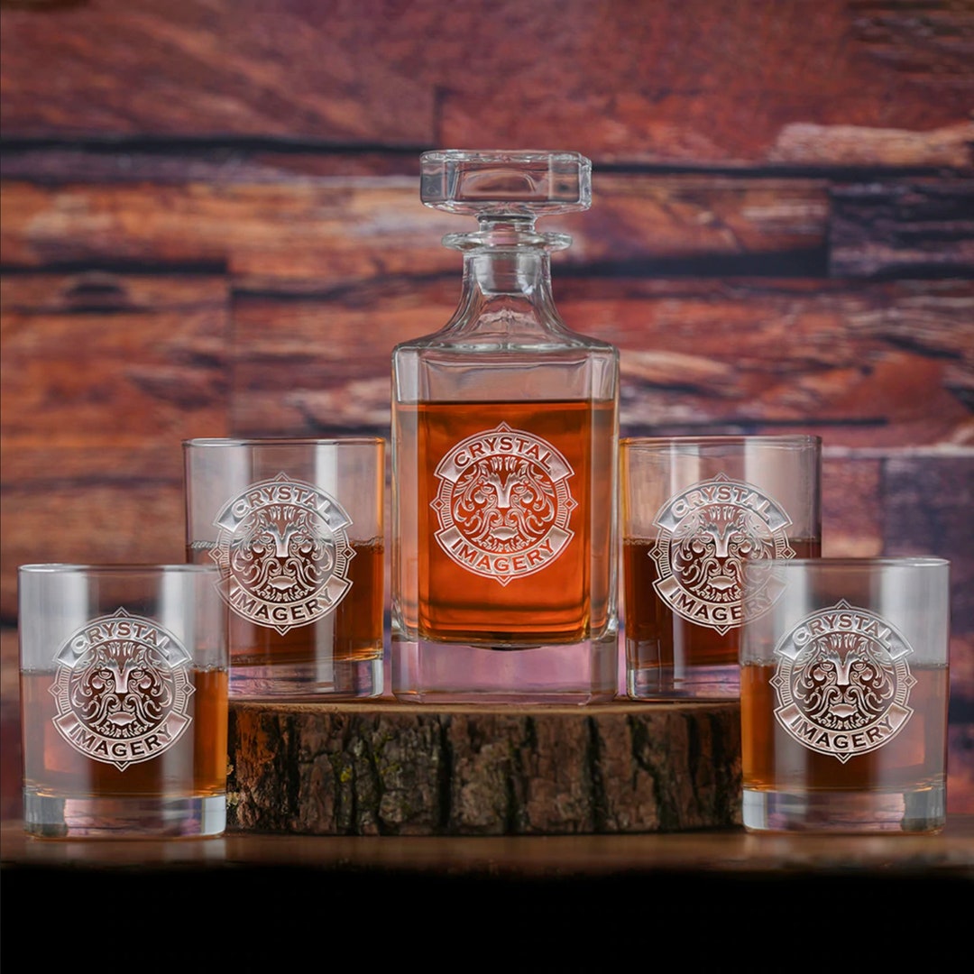 Your Custom Logo Whiskey Decanter and Glasses Gift Set - Etsy
