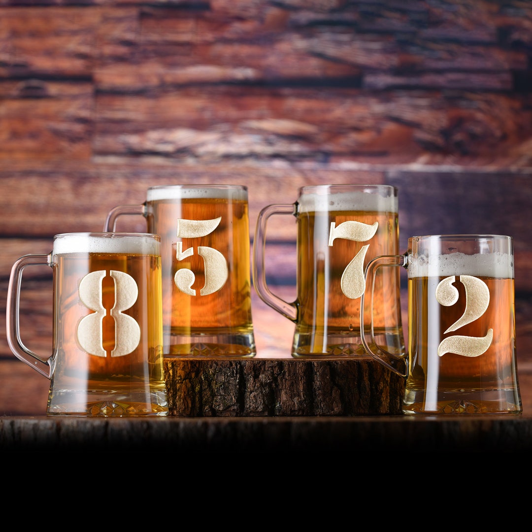 Numbers 1-8 Engraved Beer Mugs Set, Beer Lover Gift - Etsy