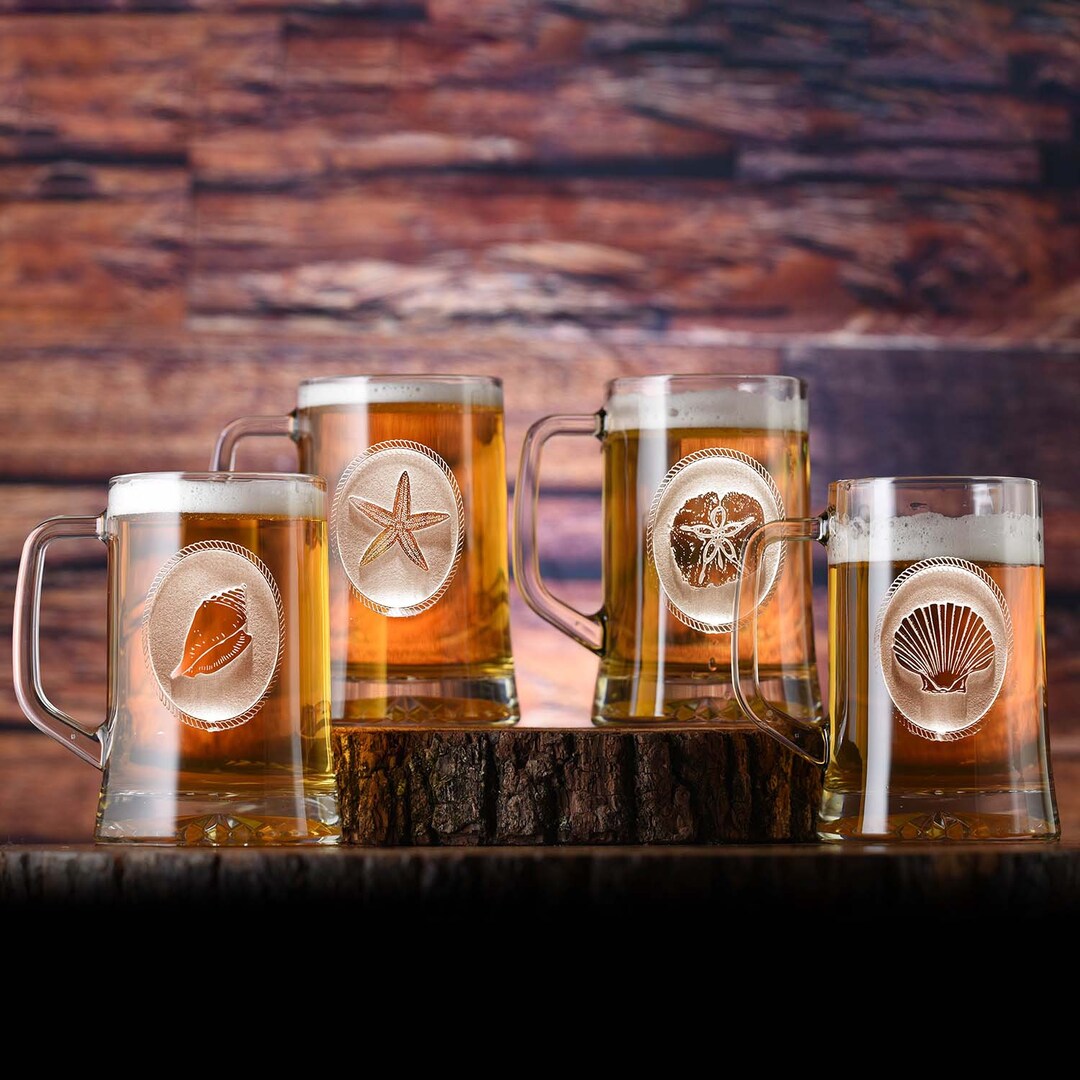 Seashell Beer Mugs, Beach House Glasses, Coastal Decor - Etsy