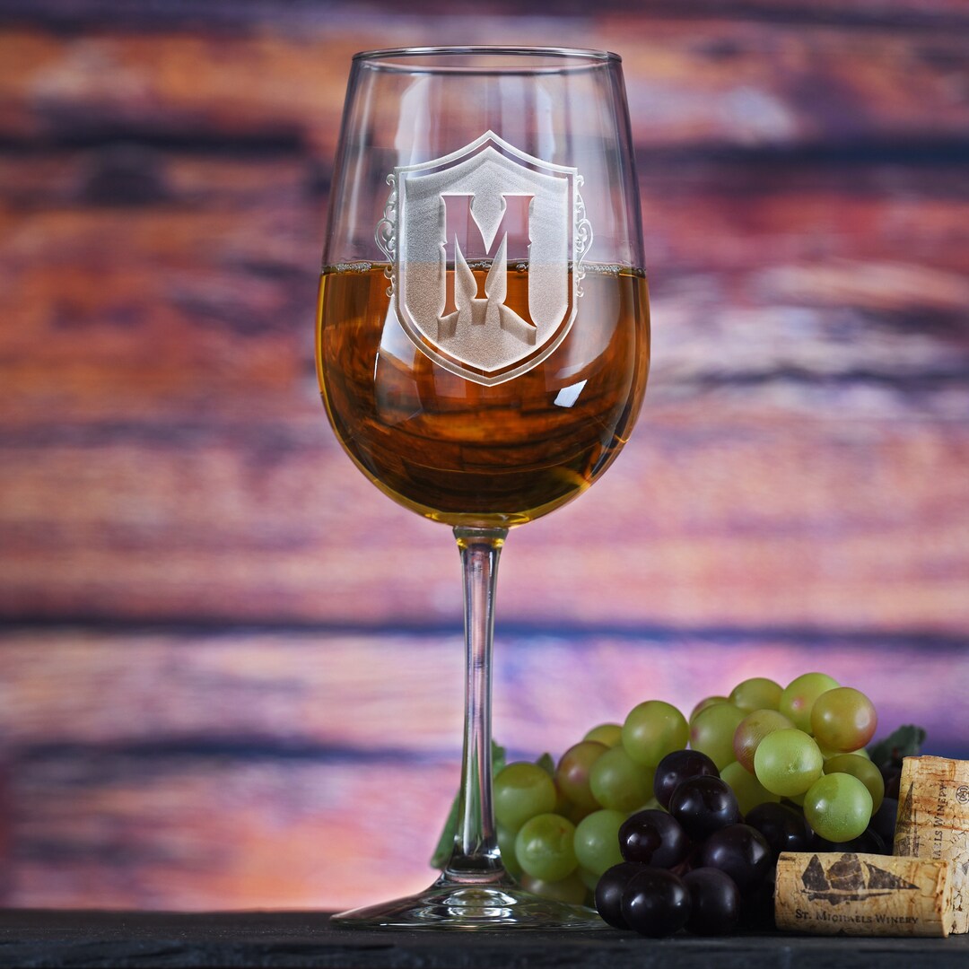 Monogram Engraved Wine Glass With Initial - Etsy