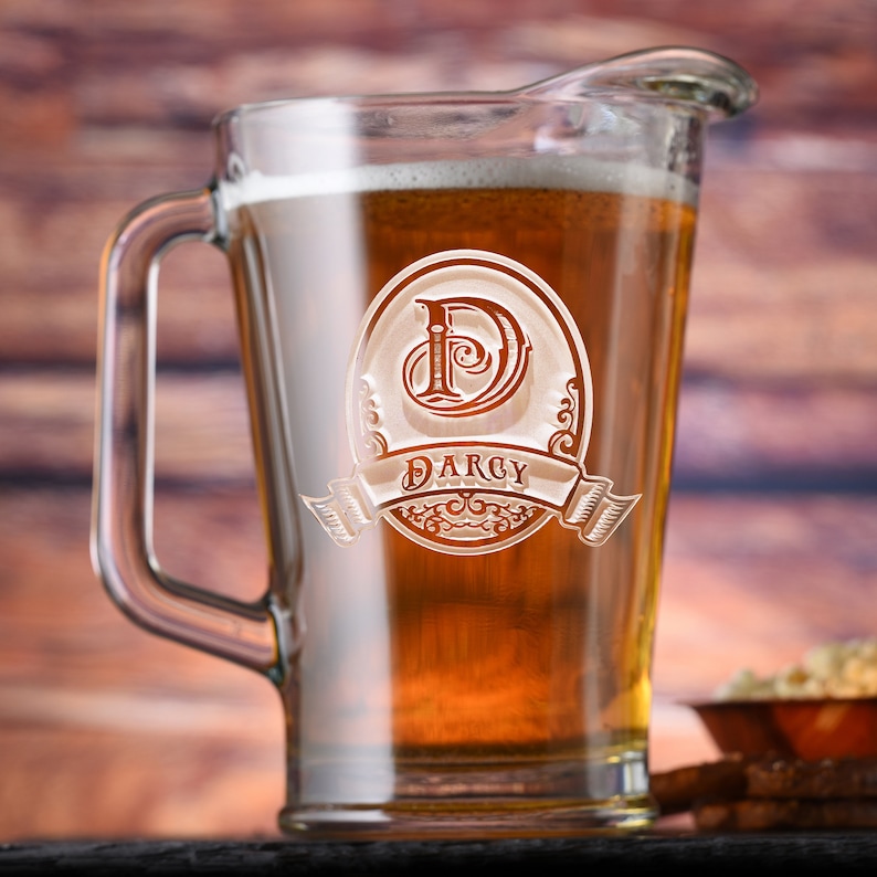 Engraved Beer or Ice Tea Pitcher, Custom Pitcher, Etched Glassware, M8 ...