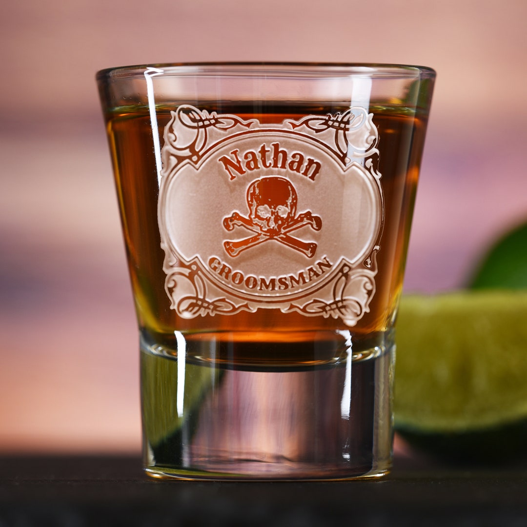 Skull and Cross Bones Groomsman Shot Glass Gifts - Etsy
