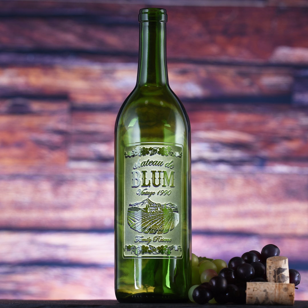 Engraved Green Wine Bottle - Personalized Wine Bottle Gifts for Wedding ...