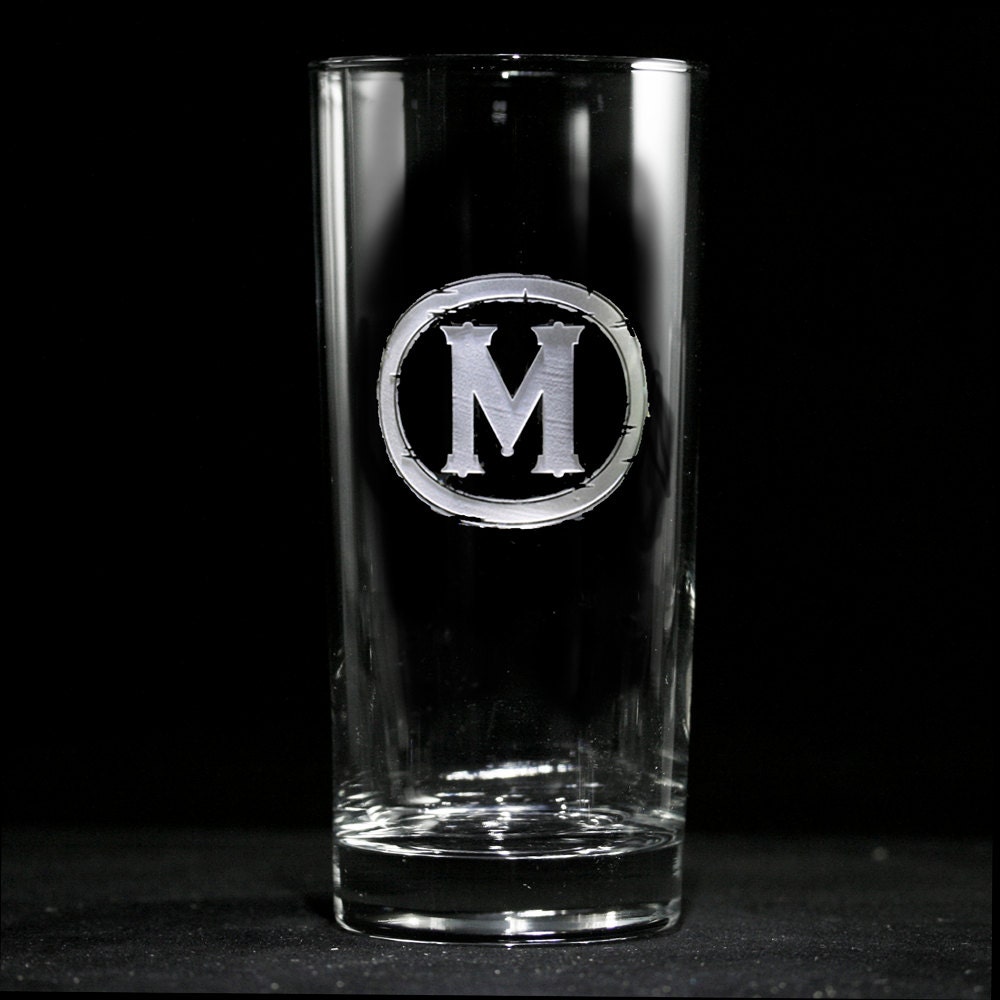 Rustic Monogram Highball Cooler Glass Set of 4 Mixed Drink | Etsy