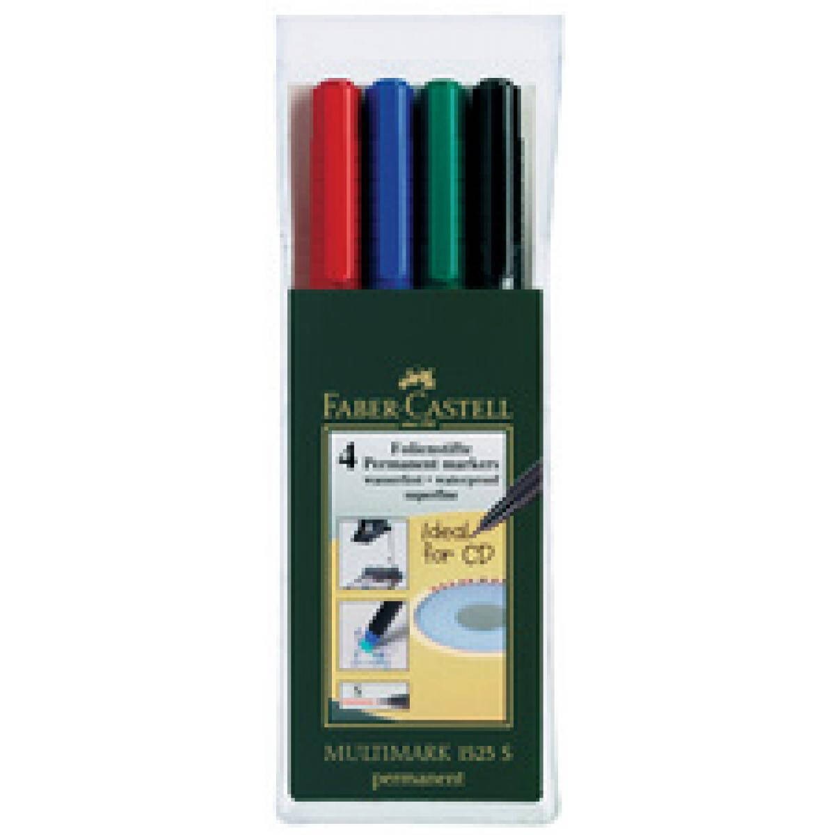Faber-castell Multimark Permanent S 152304 Assorted Marker Pens Pack of ...