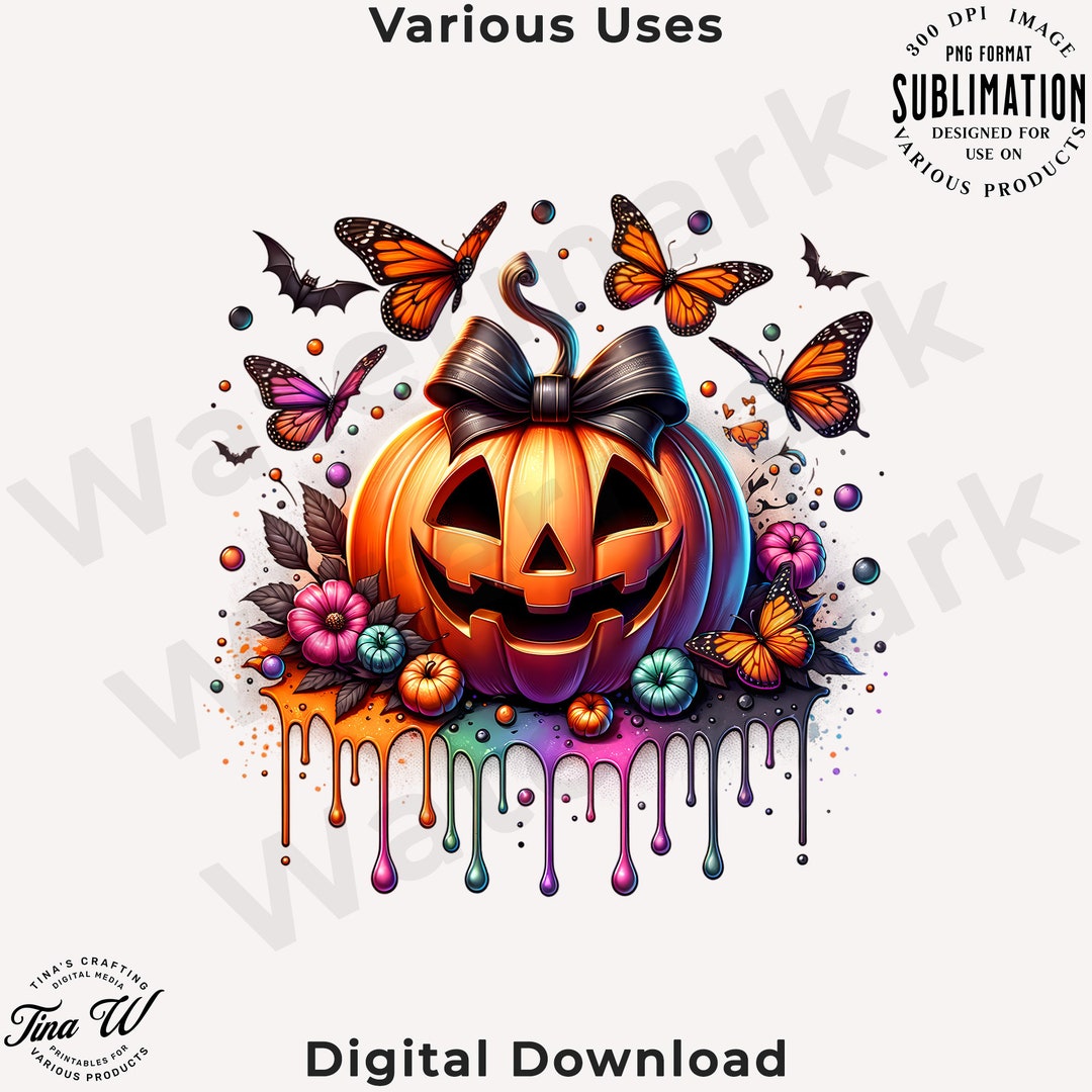 Drippy Halloween Pumpkin PNG: Glitter Coquette Design (digital Download ...