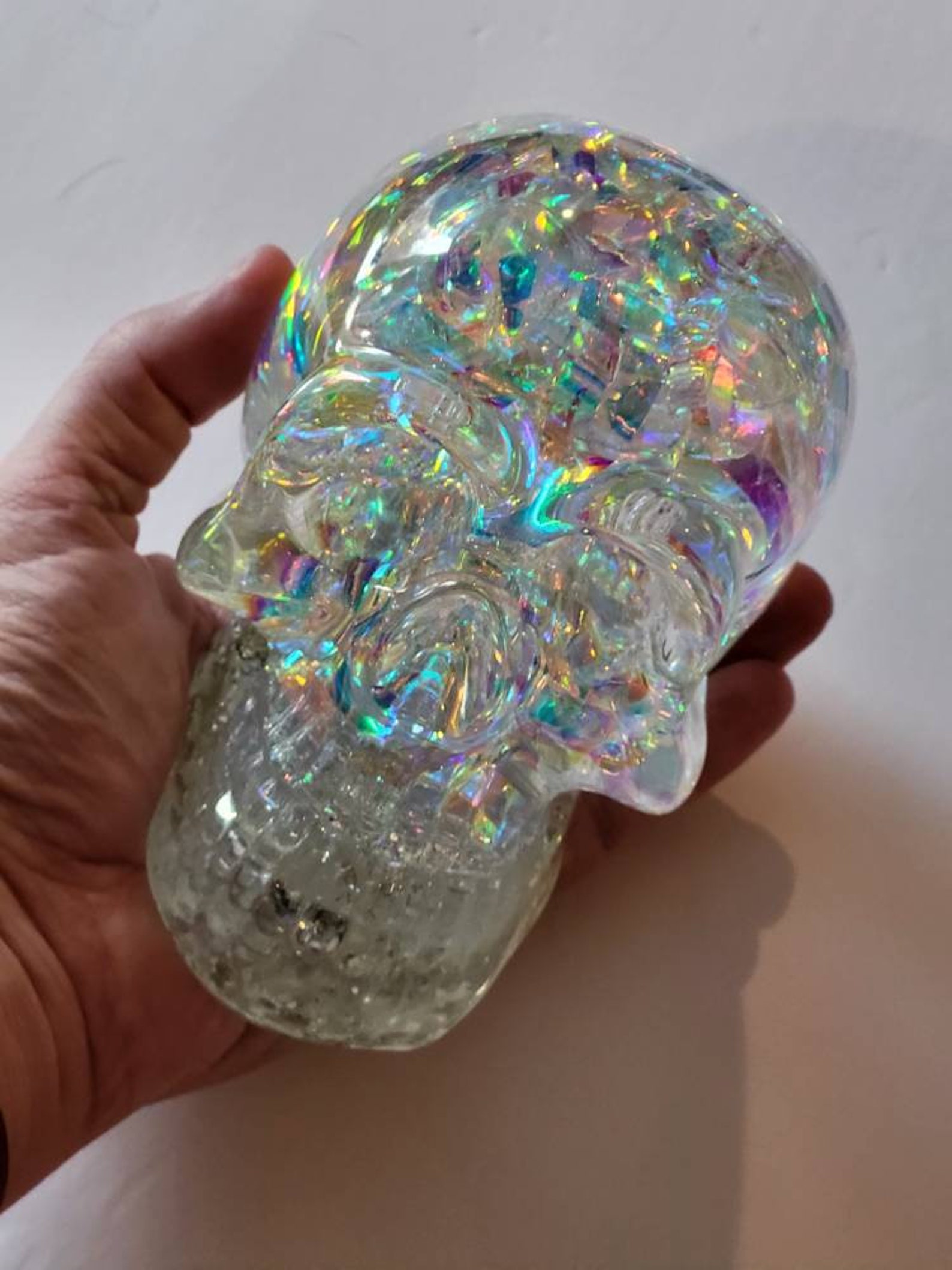 Large Clear Resin Skull Iridescent Crystal Skull Resin - Etsy