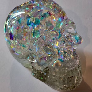 Large Clear Resin Skull, Iridescent Crystal Skull, Resin Skull, Skull ...