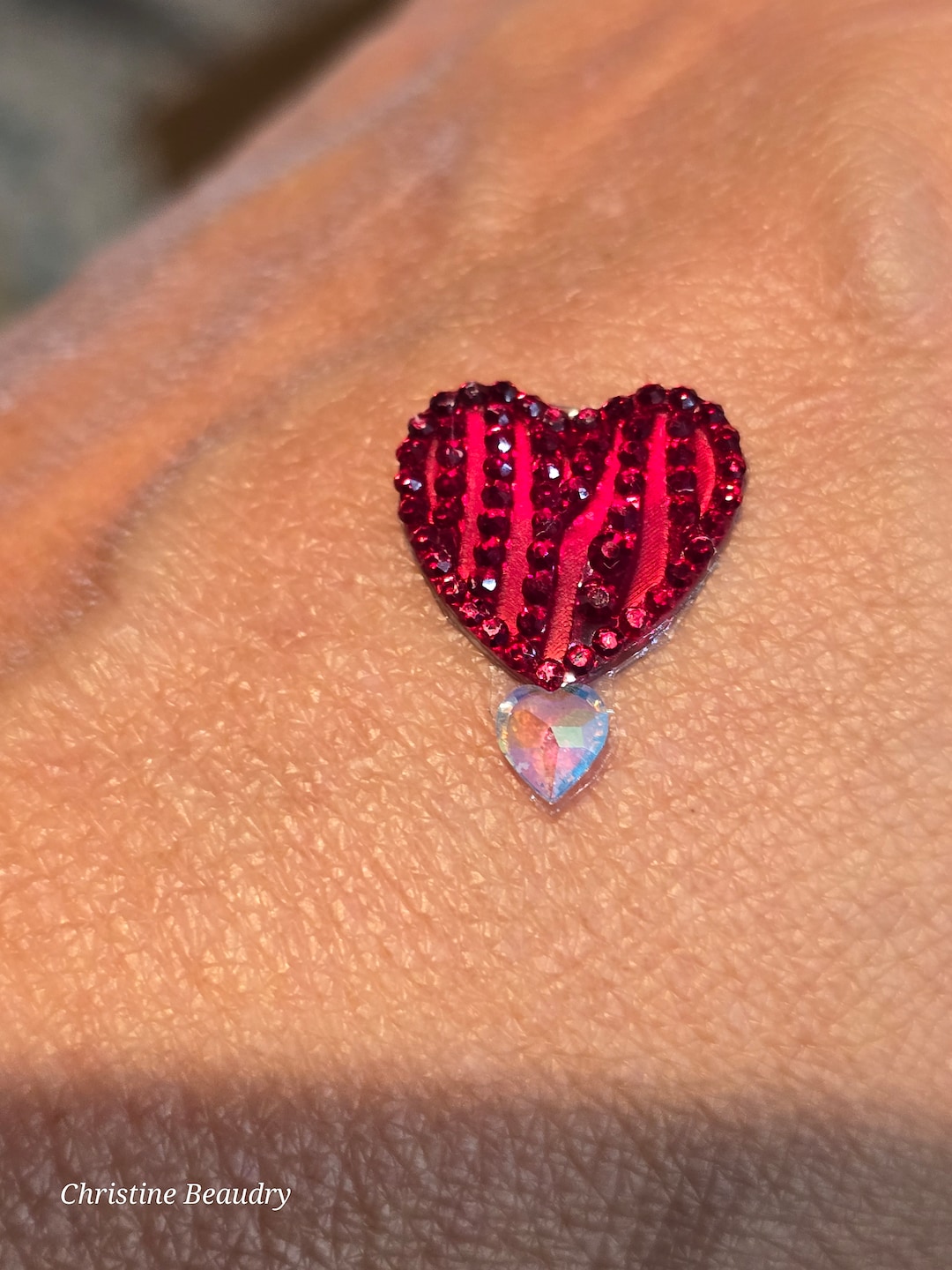 Red Sparkling AB Heart Bindi - Etsy