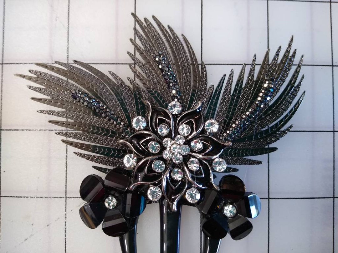 Sparkling Feather Peineta, Spanish Comb, Comb, Hair Jewelry - Etsy