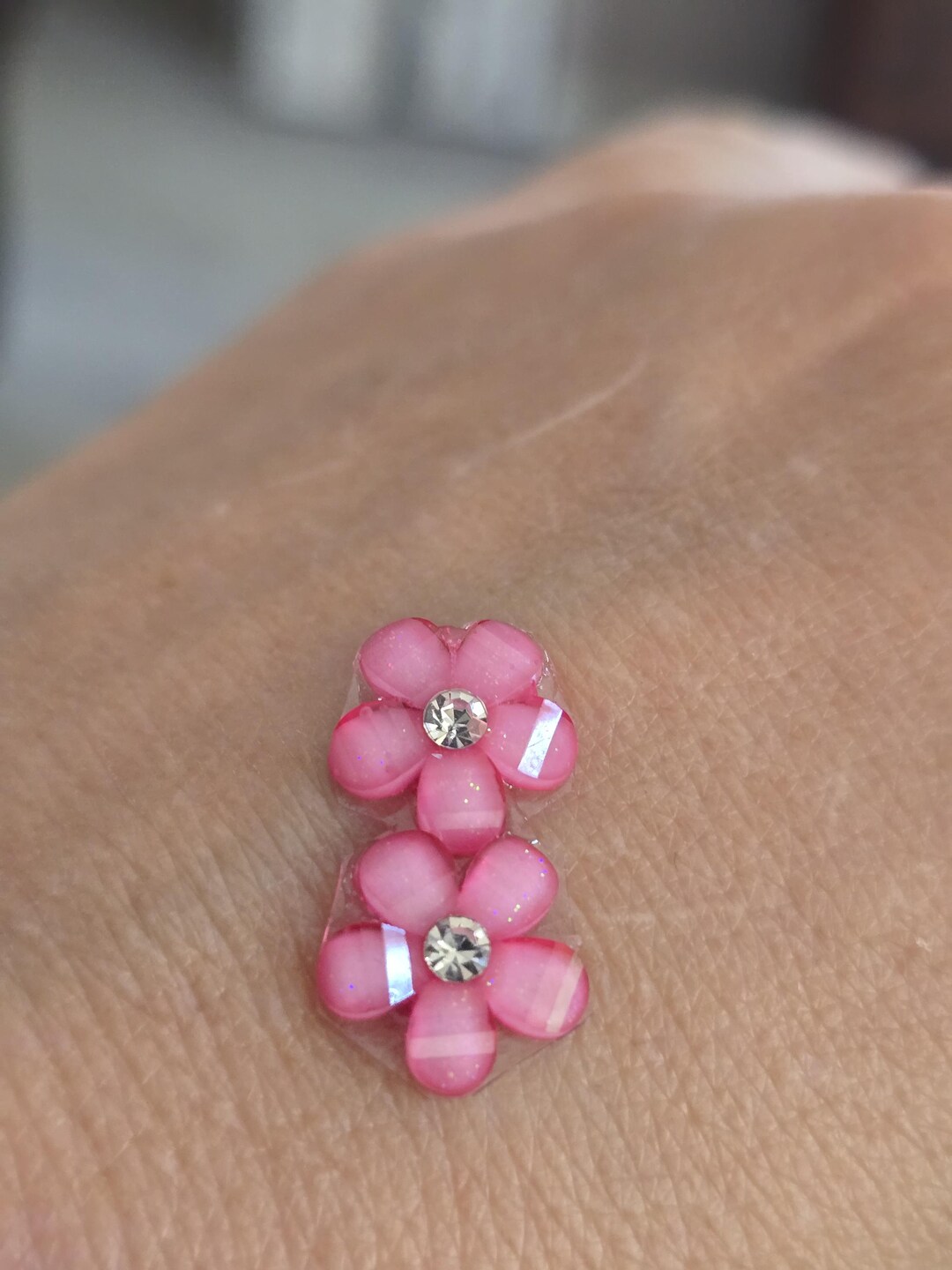 Double Pink Flower Bindi, Reusable Bindi, Black and White Bindi - Etsy