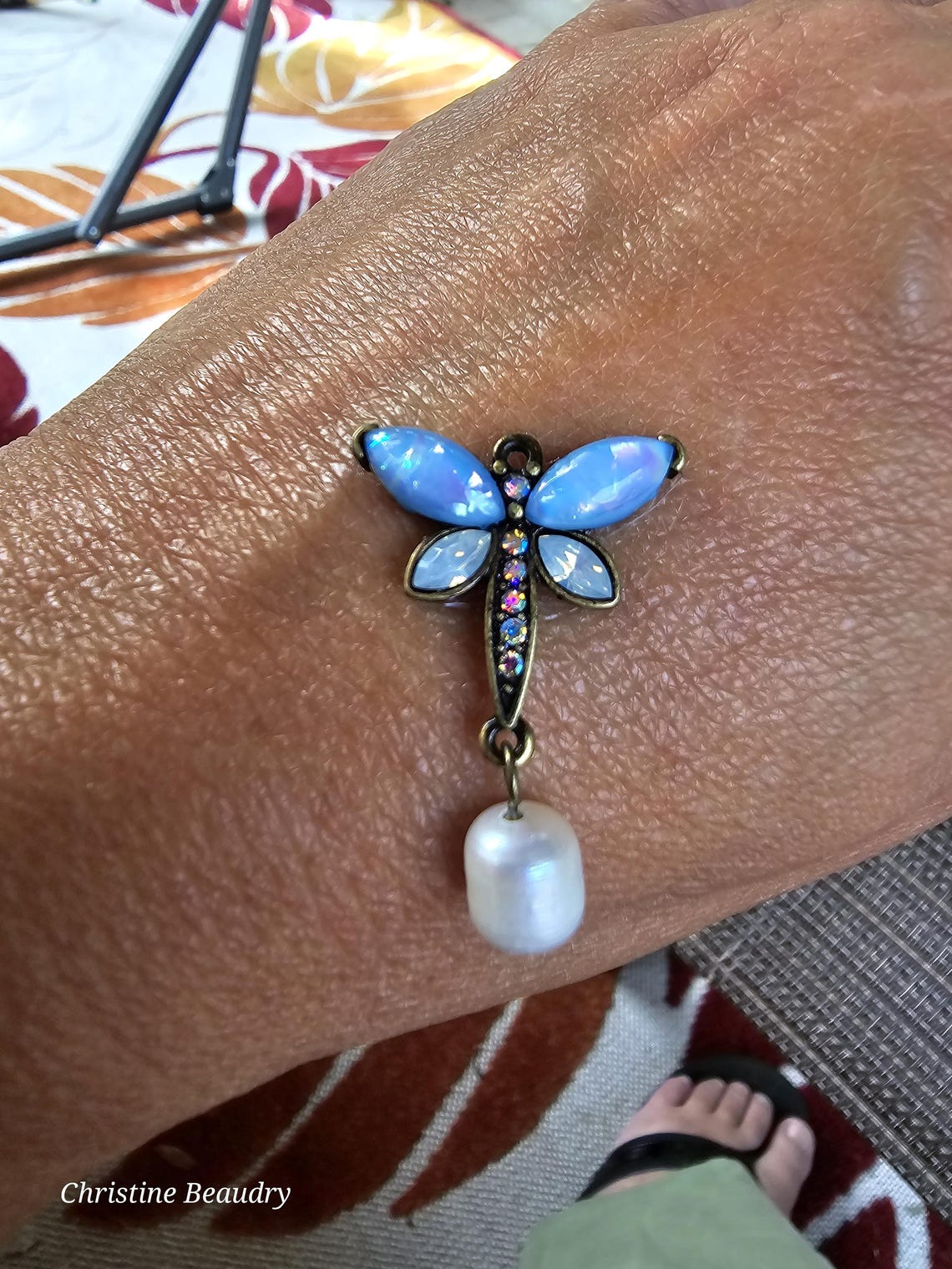 Dragonfly Bindi With Fresh Water Pearl Dangle, Illusion Jewlery, Tribal ...