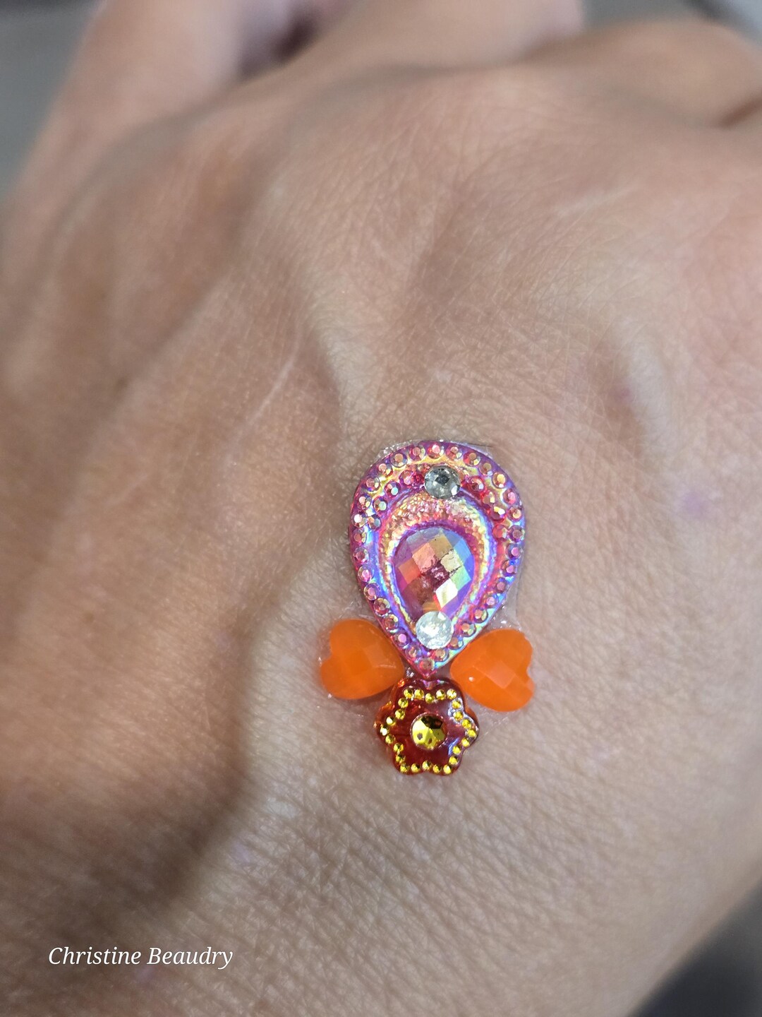 Teardrop Red and Orange Bindi - Etsy
