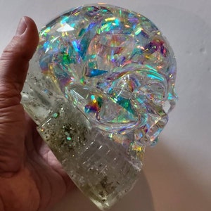 Large Clear Resin Skull, Iridescent Crystal Skull, Resin Skull, Skull ...