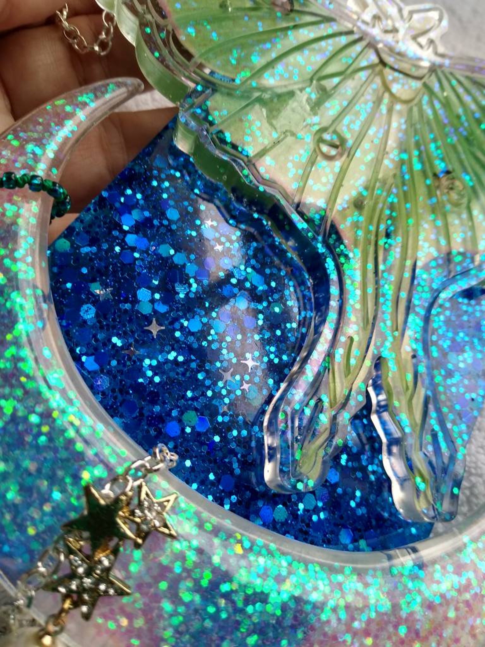 Luna Moth With Jasper Crystal Drape Luna Moth Crescent Moon | Etsy